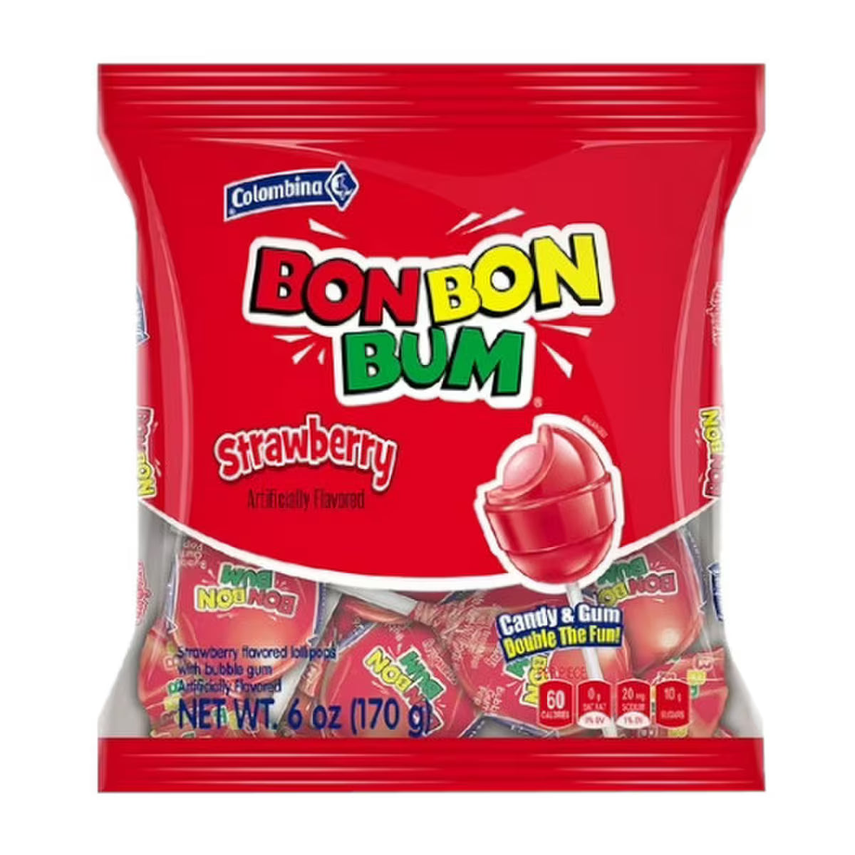 Bon Bon Bum Strawberry Lollipops – 10 Pack – 170g (6 oz) Bag ...