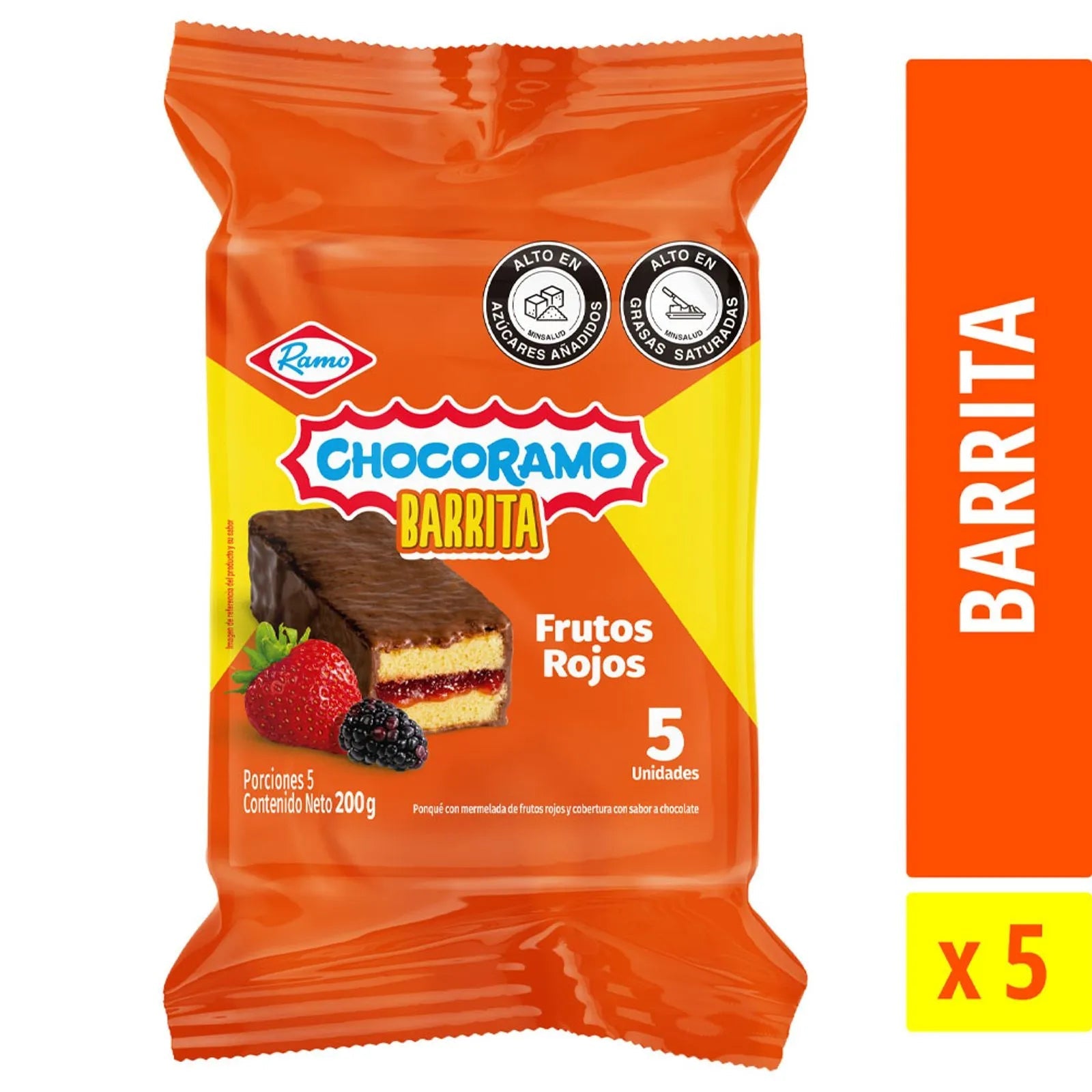 Barra Chocorramo con Mermelada Frutos Rojos – 5-Pack (200g / 7.05 oz ...