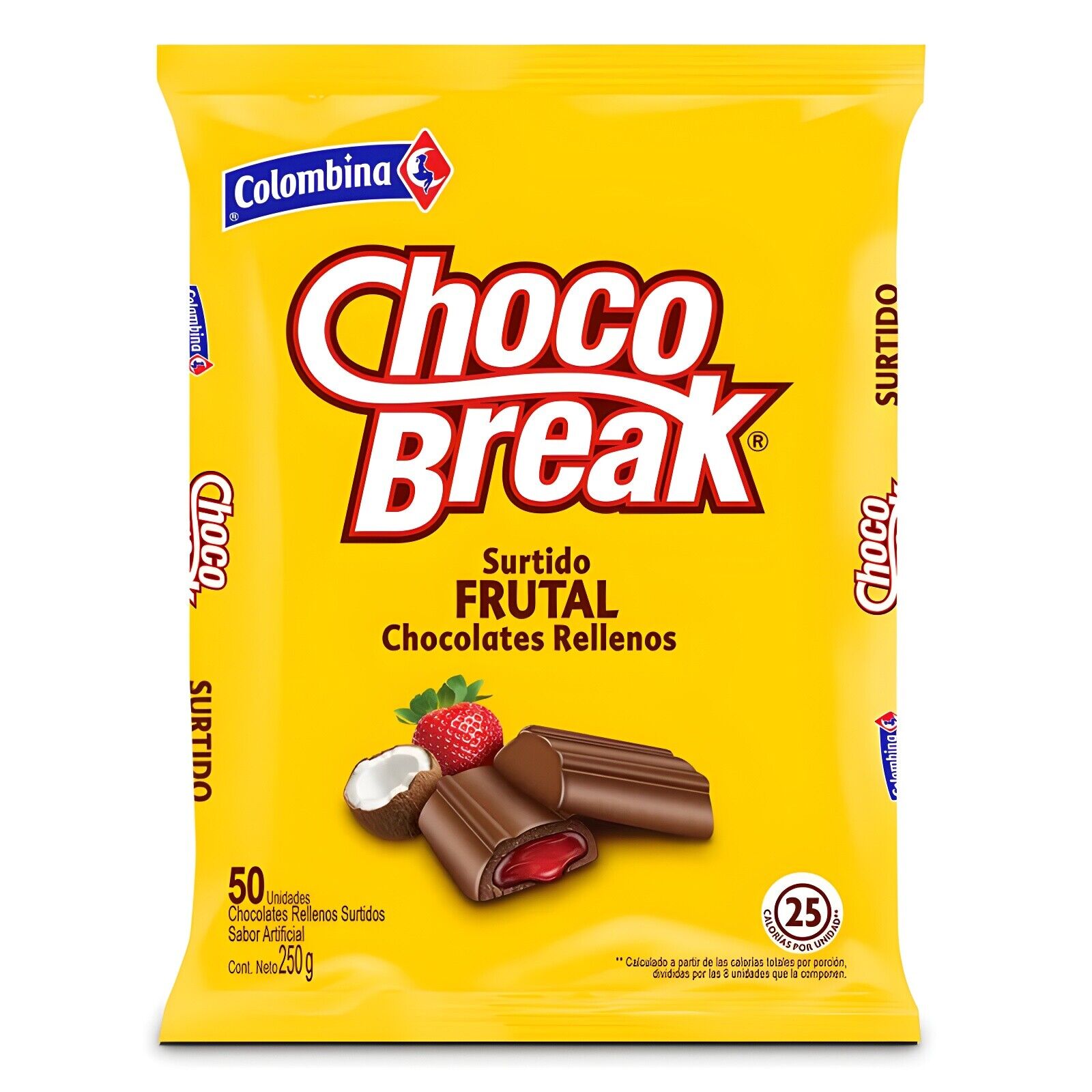 Choco Break Colombina - 50 Pack - Fruit-Filled Chocolate Bars - JETa ...