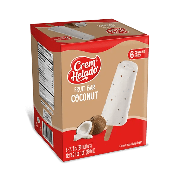Crem Helado FruitBar Coconut – 6-Pack – 16.2 fl oz (480 ml) – Colombian ...
