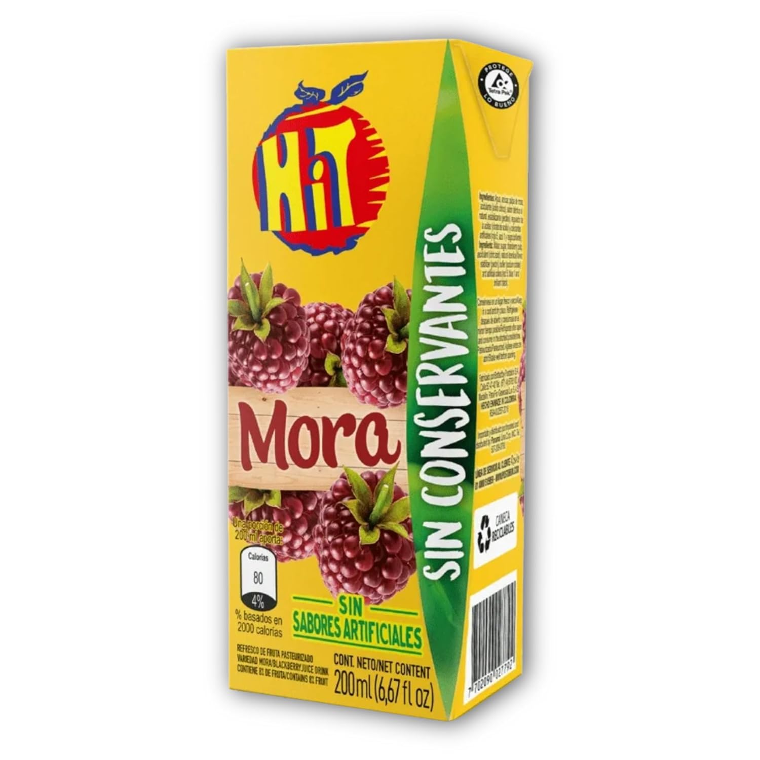 Jugos Hit - Sabor mora - 200 ml/7 oz-Pack Por 24 unidades - Bebida de ...