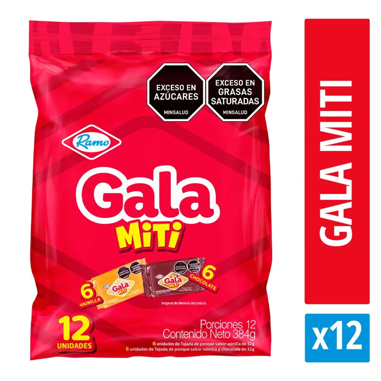 Mini Ponque Gala Miti Ramo Surtido - 12 Pack (384g / 13.55 oz ...